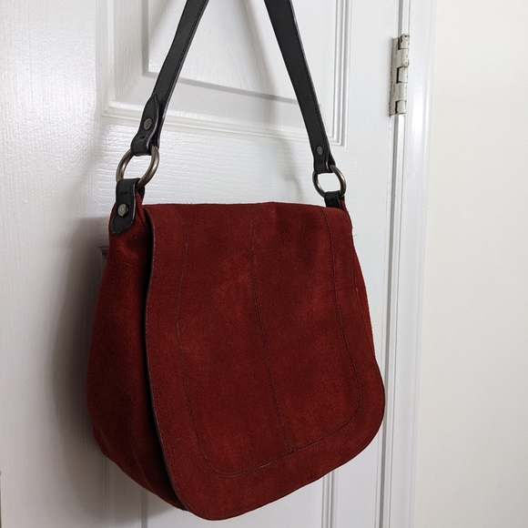 Hype | Bags | Vtg Hype Red Genuine Suede Front Flap Handbag | Poshmark